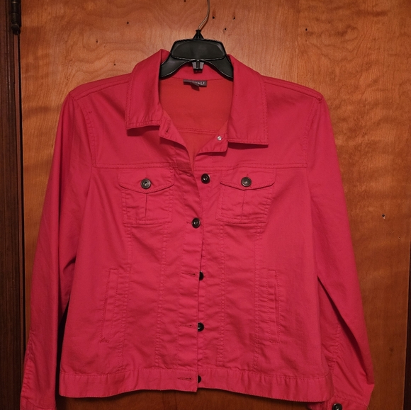 Roz & Ali | Jackets & Coats | Roz Ali Vibrant Red Jean Jacket | Poshmark